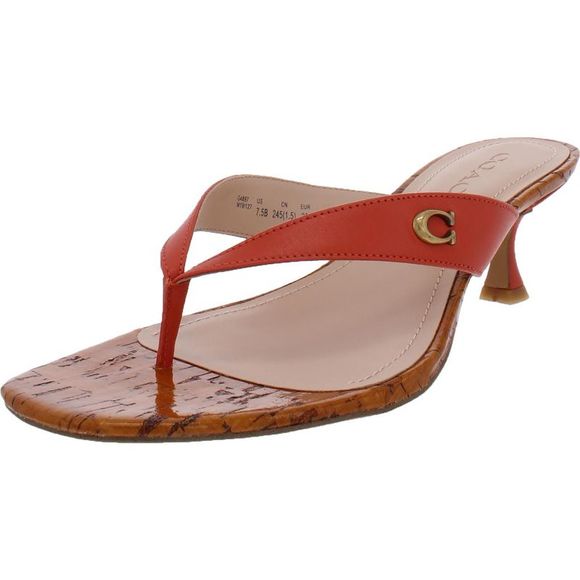 Coach | Shoes | Coach Womens Audree Orange Leather Kitten Heel Thong ...
